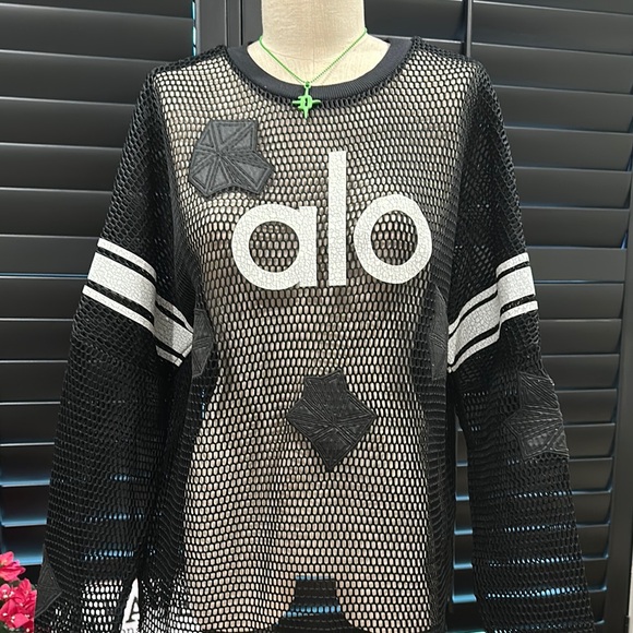 ALO Yoga | Tops | Alo Yoga Black Mesh Long Sleeve Tee | Poshmark